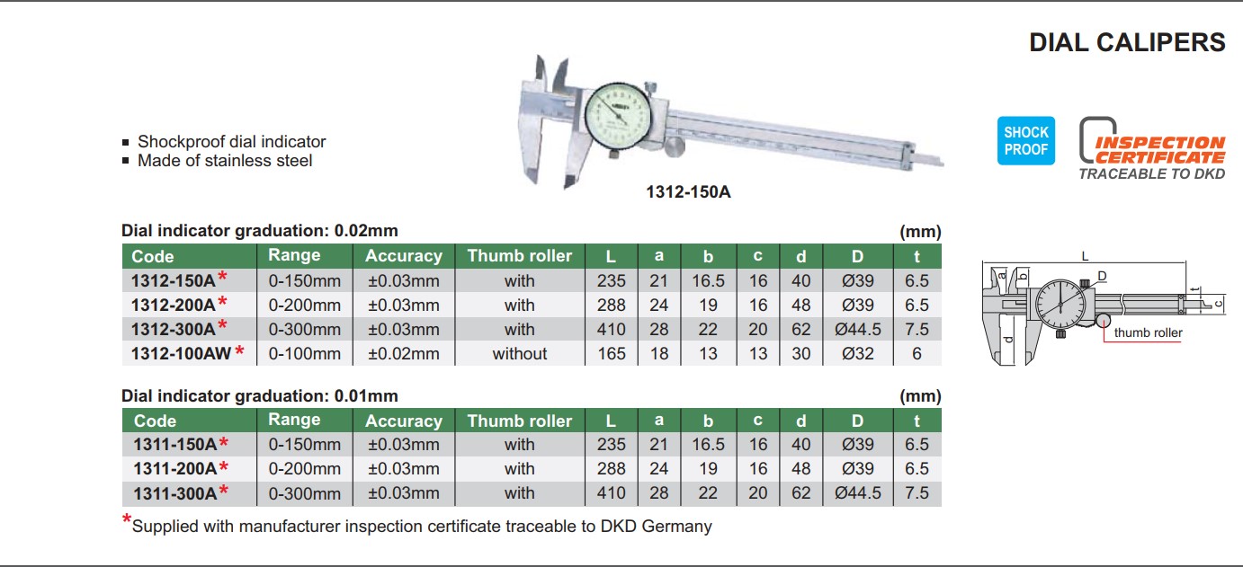 DIAL CALIPER รุ่น 1311 | iNTERTOOL Shop