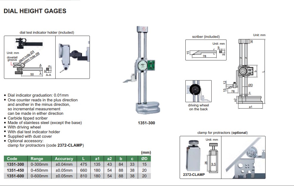 DIAL HEIGHT GAGE รุ่น 1351 | iNTERTOOL Shop