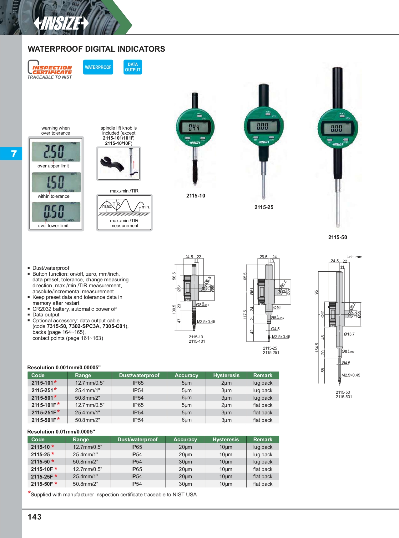 WATERPROOF DIGITAL INDICATOR FLAT BACK รุ่น 2115 | iNTERTOOL Shop
