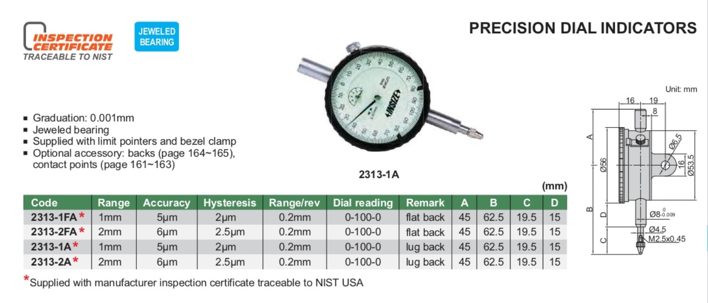 PRECISION DIAL INDICATOR LUG BACK รุ่น 2313 | iNTERTOOL Shop
