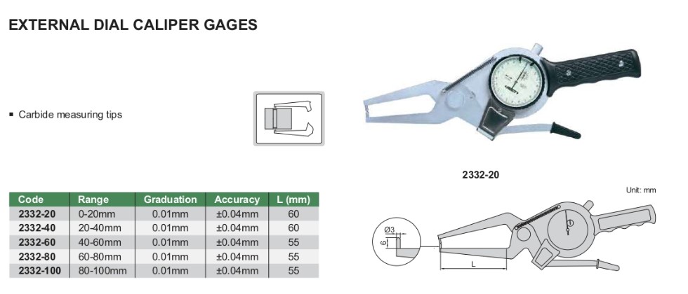 EXTERNAL DIAL CALIPER GAGE รุ่น 2332 | iNTERTOOL Shop