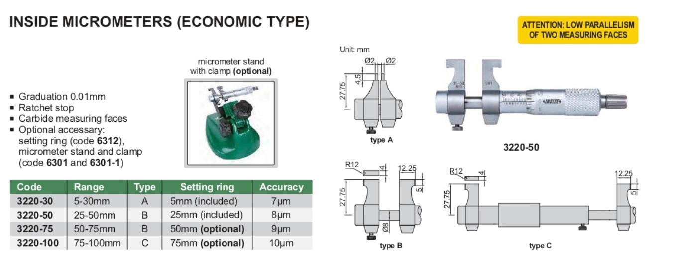 INSIDE MICROMETER รุ่น 3220 | iNTERTOOL Shop